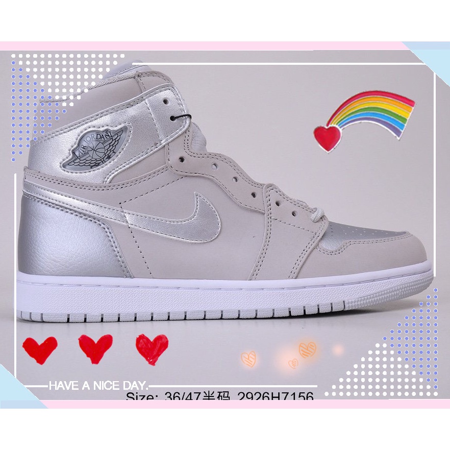 Nike Shoes Air Jordan 1 Hi Zoom AJ1 "Gray Silver High Top All-Match ...