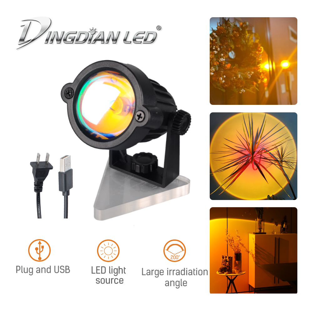 Dingdian LED โคมไฟโปรเจคเตอร์ ไฟUSB LED tiktokไฟโรเซ่ สีรุ้ง พระอาทิตย์ ...