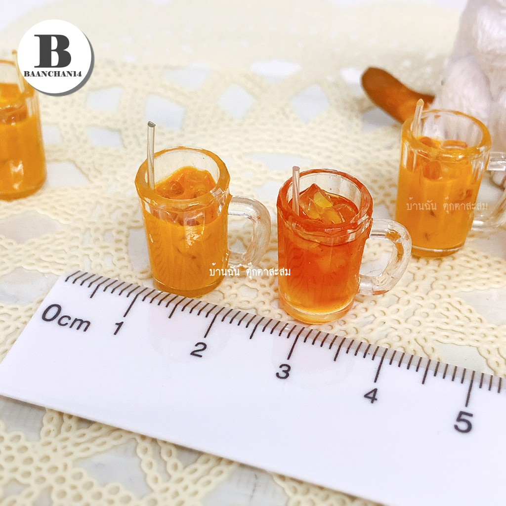baanchan14 ของจิ๋ว โมเดลชานมเย็นจิ๋ว ชาไทยจิ๋ว ของสะสม ของตกแต่ง miniature dollhouse เครื่องดื่ม ...