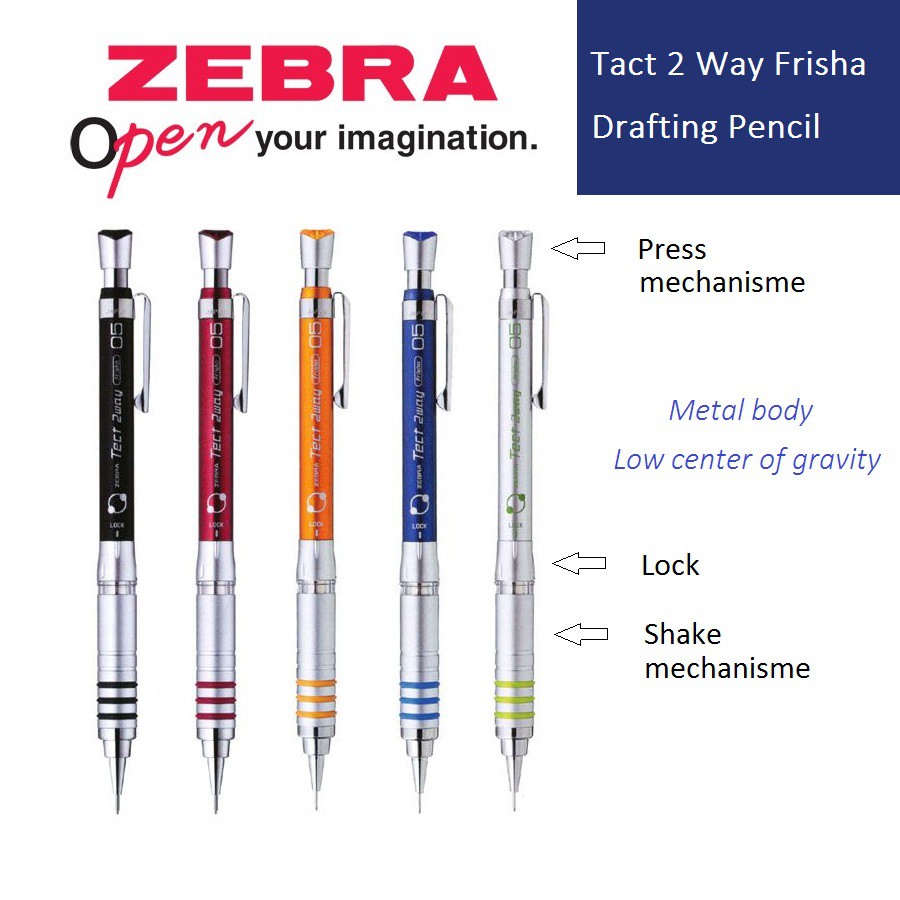 Zebra Metal Grip Tect 2way 0.5mm (Shake+Press) ดินสอกดร่างมัลติฟังก์ชั่น | Shopee Thailand