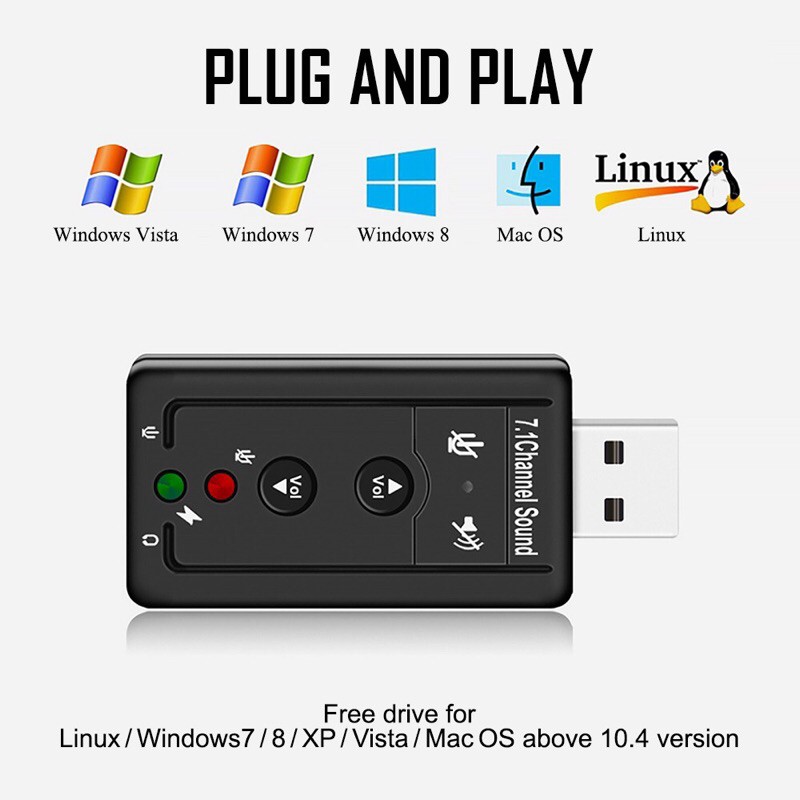 ***พร้อมส่งในไทย***USB 2.0 3D Virtual 12Mbps External 7.1 Channel Audio Sound Card Adapter ...