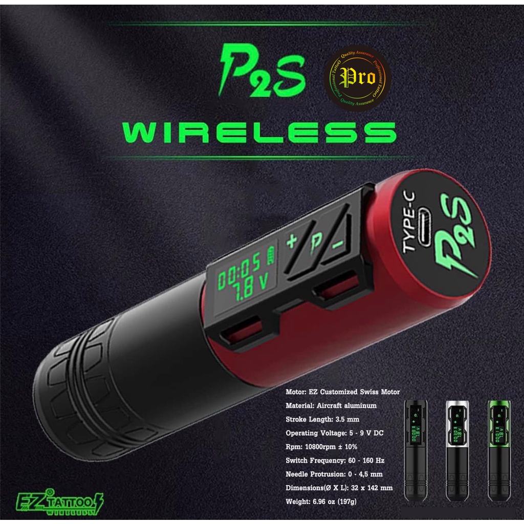 EZ Portex Generation 2S (P2S) Wireless Battery Tattoo Pen Machine ...