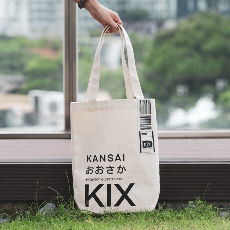พร้อมส่ง ! กระเป๋าผ้าแคนวาส Canvas Tote Bag รุ่น Japan Edition ลายสนามบิน KIX Kansai NRT Narita ...