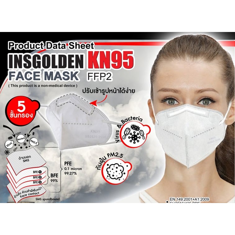 หน้ากาก KN95 FFP2 (กันฝุ่น PM 2.5) | Shopee Thailand