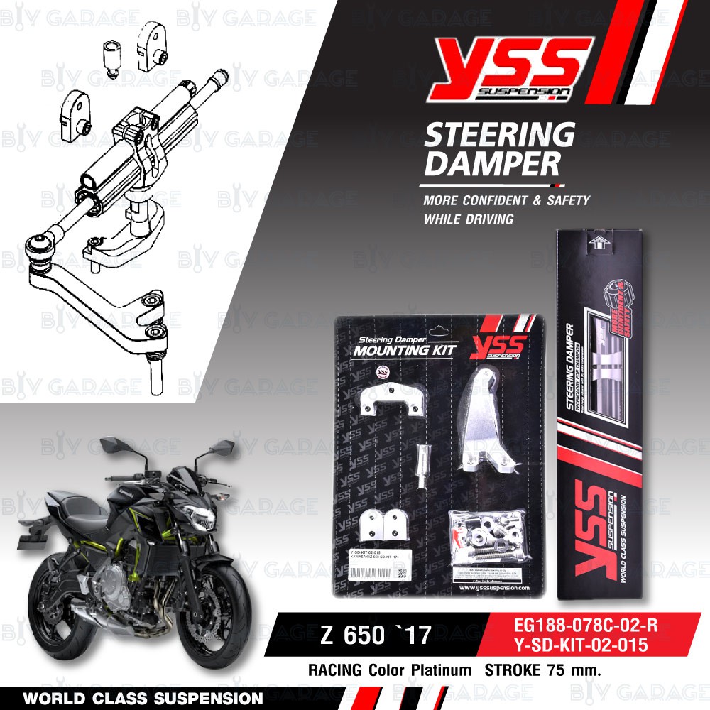 YSS ชุดขาจับ+กันสะบัด STEERING DAMPER CLAMP SET รุ่น Racing สำหรับ ...