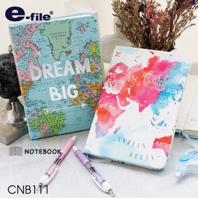 E-file Map Cover Notebook CNB111 I สมุดโน้ตปกแข็งหนัง PU 80 แกรม 96 ...