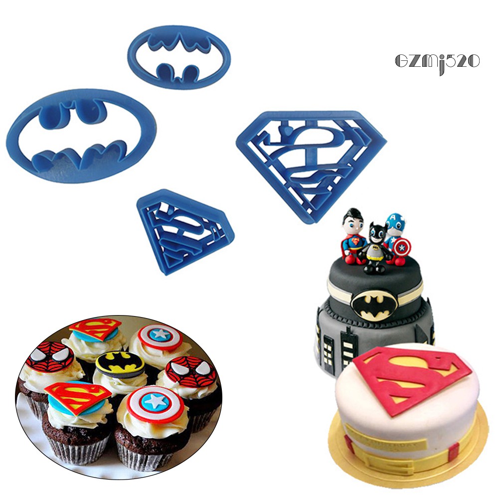 Gz Stock 4 ชิ้น Superhero Batman Superman Cookie Pastry Biscuit ...