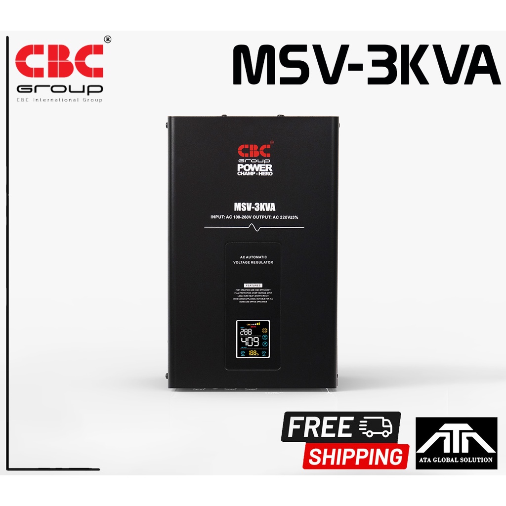 เครื่องปรับแรงดันไฟฟ้าอัตโนมัติ CBC MSV-3KVA สามารถรองรับแรงดันไฟขาเข้าได้ 100-260 โวลท์ CBC MSV ...