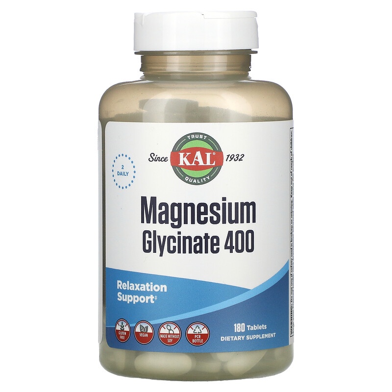 KAL, Magnesium Glycinate 400, 400 mg, 180 Tablets | Shopee Thailand