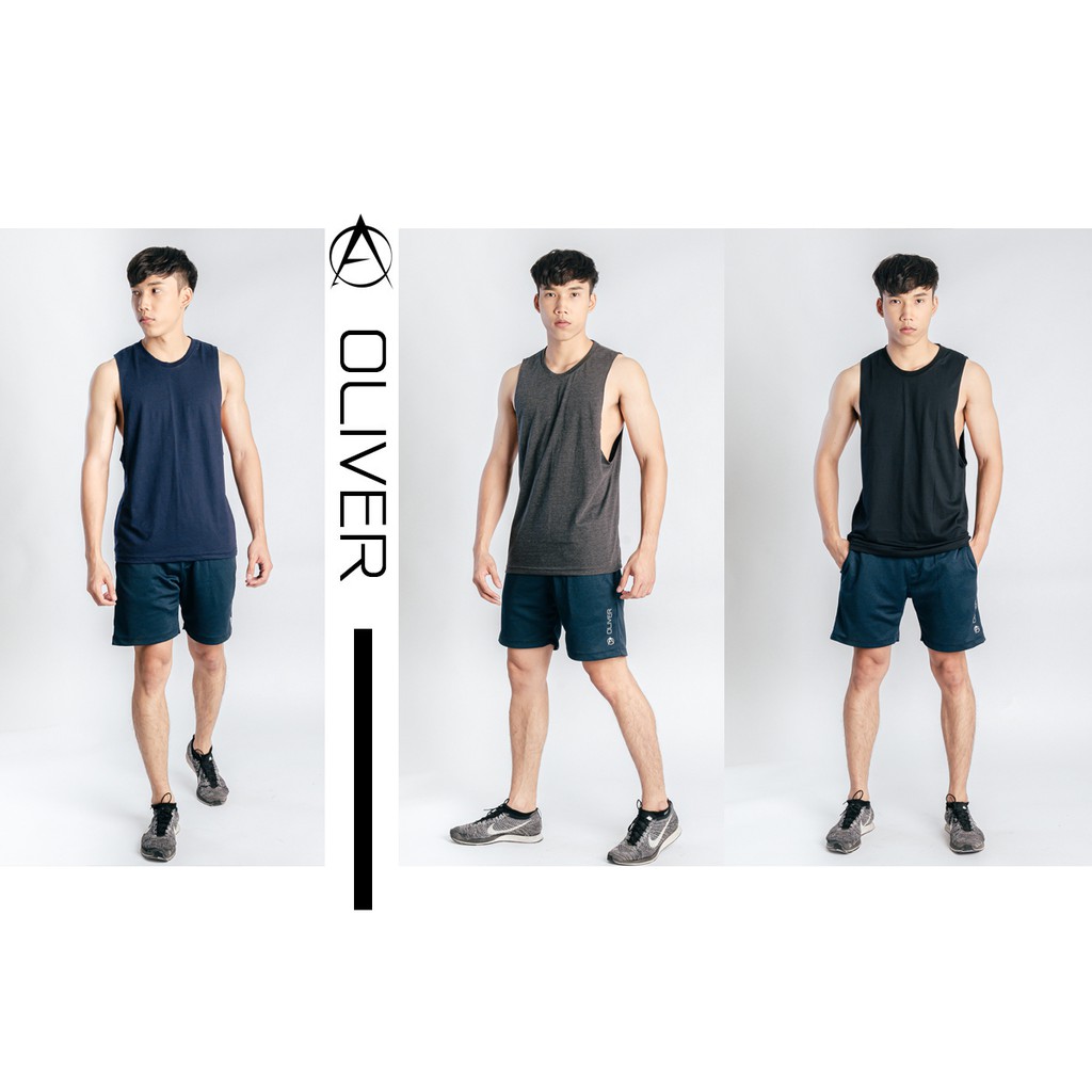 OLIVER MUSCLE เสื้อแขนกุดผู้ชาย ไม่หดไม่ย้วย ใส่วิ่งออกกำลังกาย แบรนด์ ...