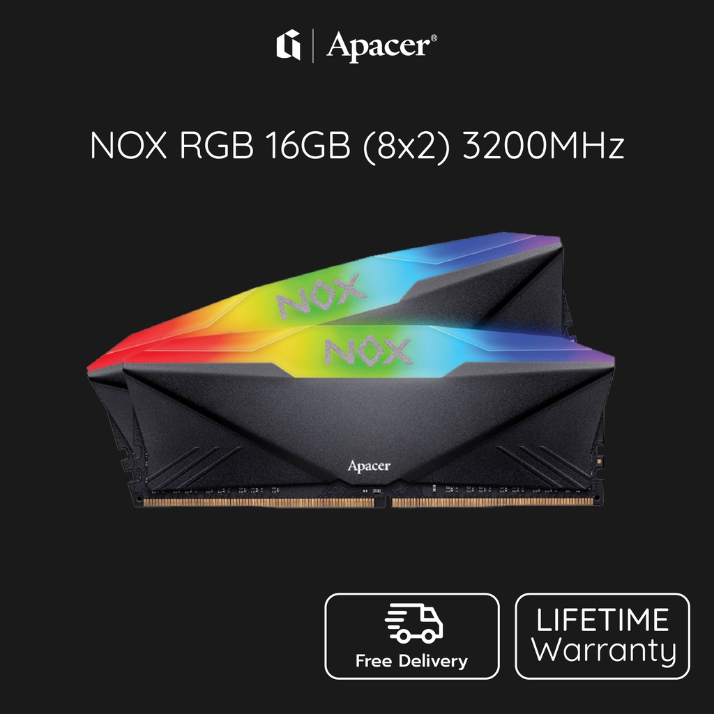 RAM APACER NOX RGB DDR4 16GB (8x2) 3200MHz Lifetime Warranty | Shopee ...