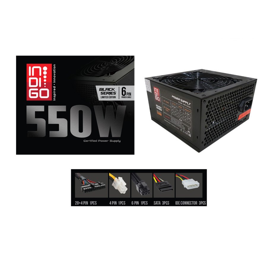 Psu INDIGO 550 WATT 6 PIN / หน่วยจ่ายไฟ INDIGO 550 WATT 6PIN | Shopee ...