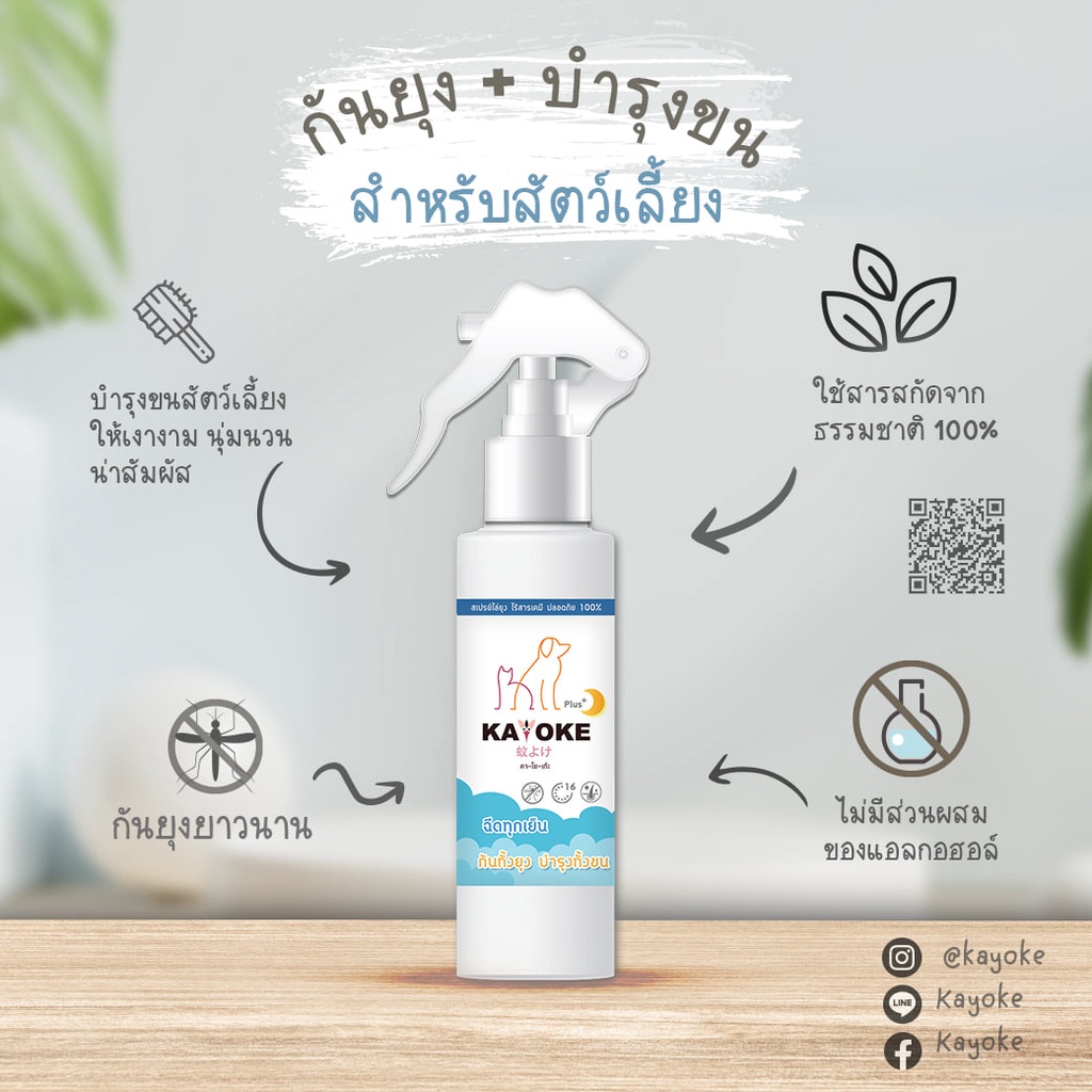 Kayoke (คาโยเกะ) สเปรย์กันยุง บำรุงขน แก้คัน เห็บหมัด สำหรับสัตว์เลี้ยง ...