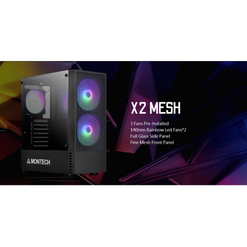 CASE ATX MONTECH X2 MESH (BLACK) (รับประกัน1ปี) | Shopee Thailand