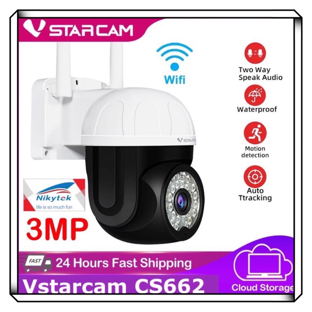 Vstarcam CS662 ใหม่2023 กล้องวงจรปิดไร้สาย Outdoor ความละเอียด 3MP(1296P) กล้องนอกบ้าน ภาพสี มี ...