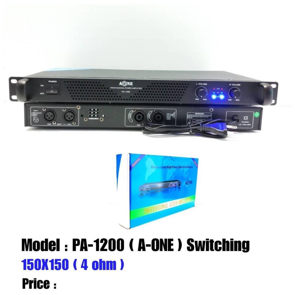 A-ONE เพาเวอร์แอมป์ 300วัตต์รุ่น PA-1200 Max Powet:150W*2 ที่ 8 โอมป์ 2CH รุ่นPA-1200 | Shopee ...