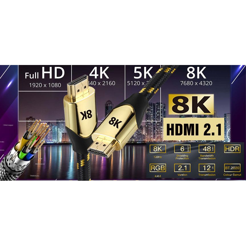 สาย HDMI 8K ULTRA HD ความยาว 1.5 เมตร HDMI 8K 2.1V 8K ULTRA HD / CABLE HDMI 8K | Shopee Thailand