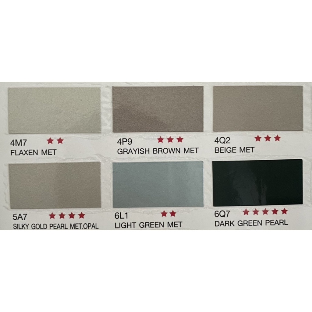 สีเบอร์พ่นรถยนต์อย่างดี เป็นสี 2K MEIJI TOYOTA เบอร์ 4M7**, 4P9***,4Q2 ...