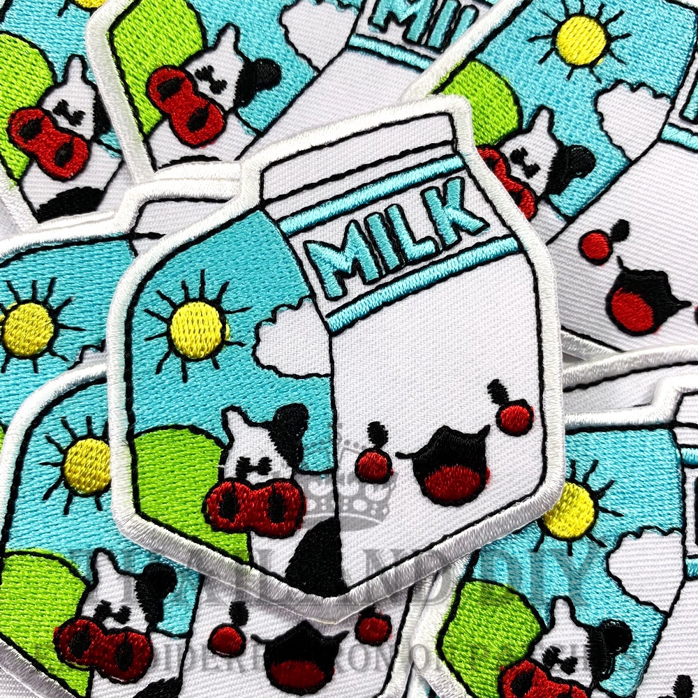 ตัวรีดติดเสื้อ ลาย นมกล่อง นมวัว การ์ตูน นม Milk Patch งานปัก DIY WOP ตัวรีด อาร์มติดเสื้อ เด็ก ...