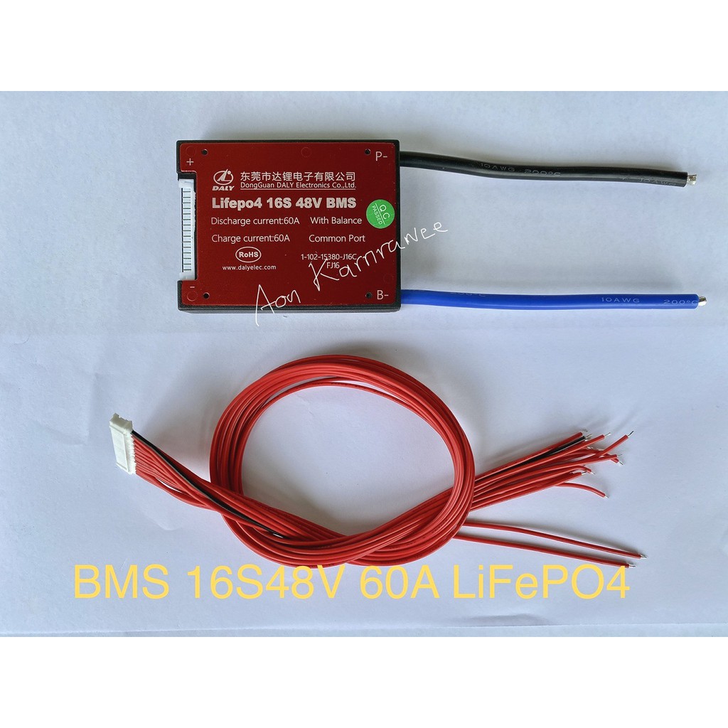 BMS 16S 48V 60A 100A แบตเตอรี่ลิเธียมฟอสเฟต Lithium Phosphate LiFePO4 3 ...