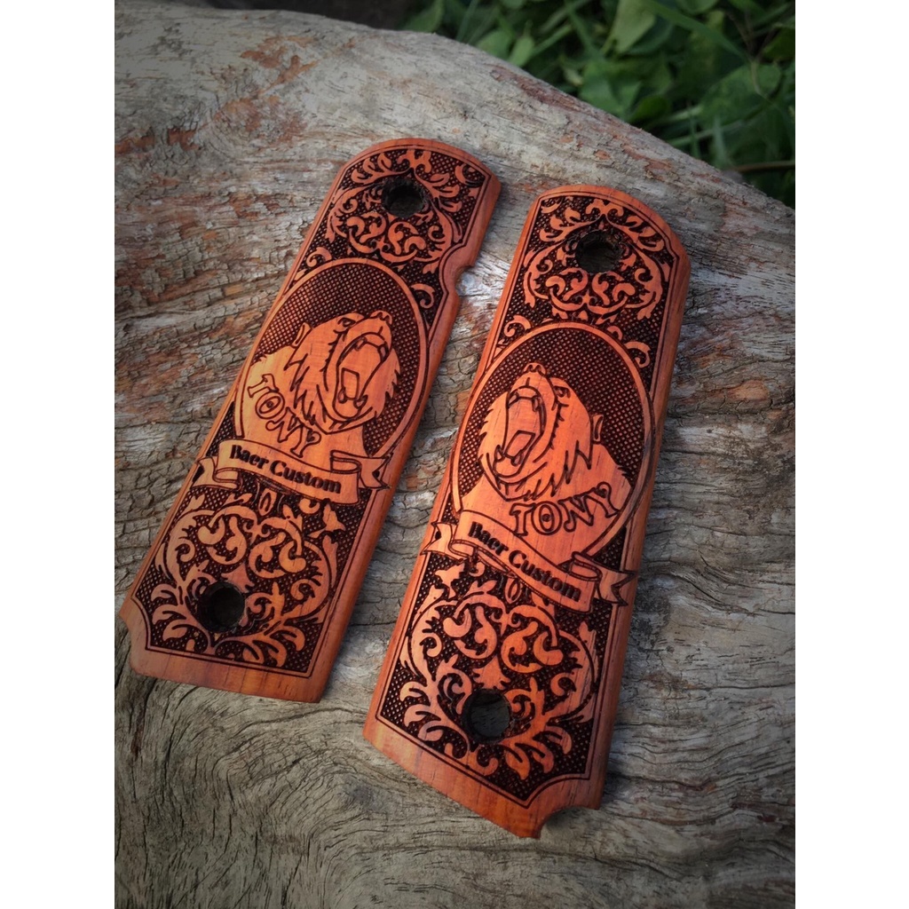 ประกับปืน1911 ไม้พยุงแท้ 100% ขนาด full size หรือขนาด compact & blank ...