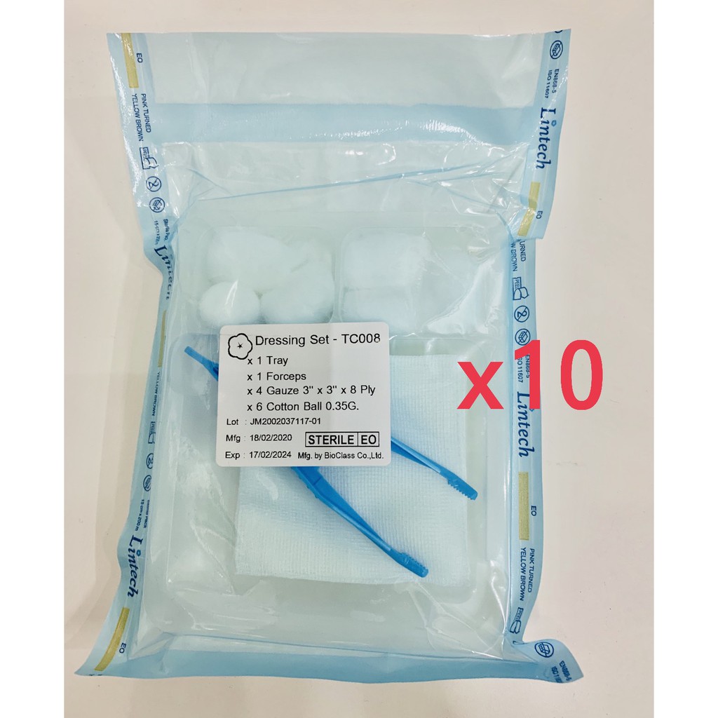 (10set) Lintech sterile ชุดทำแผลปลอดเชื้อ Lintech sterile สำลี ผ้าก๊อต ...