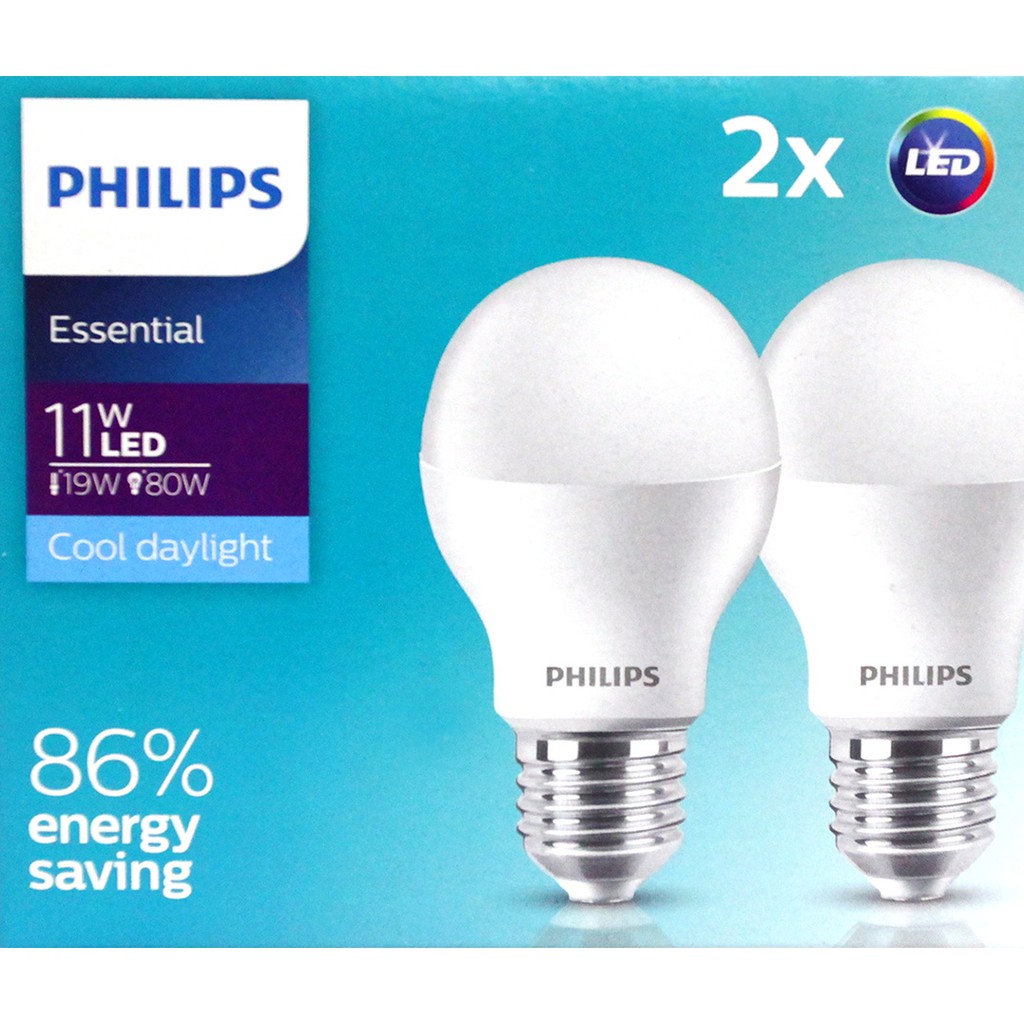 PHILIPS หลอดไฟ LED BULB 11W E27 ESSENTIAL คูลเดย์ไลท์ 1250 lumen / วอร ...