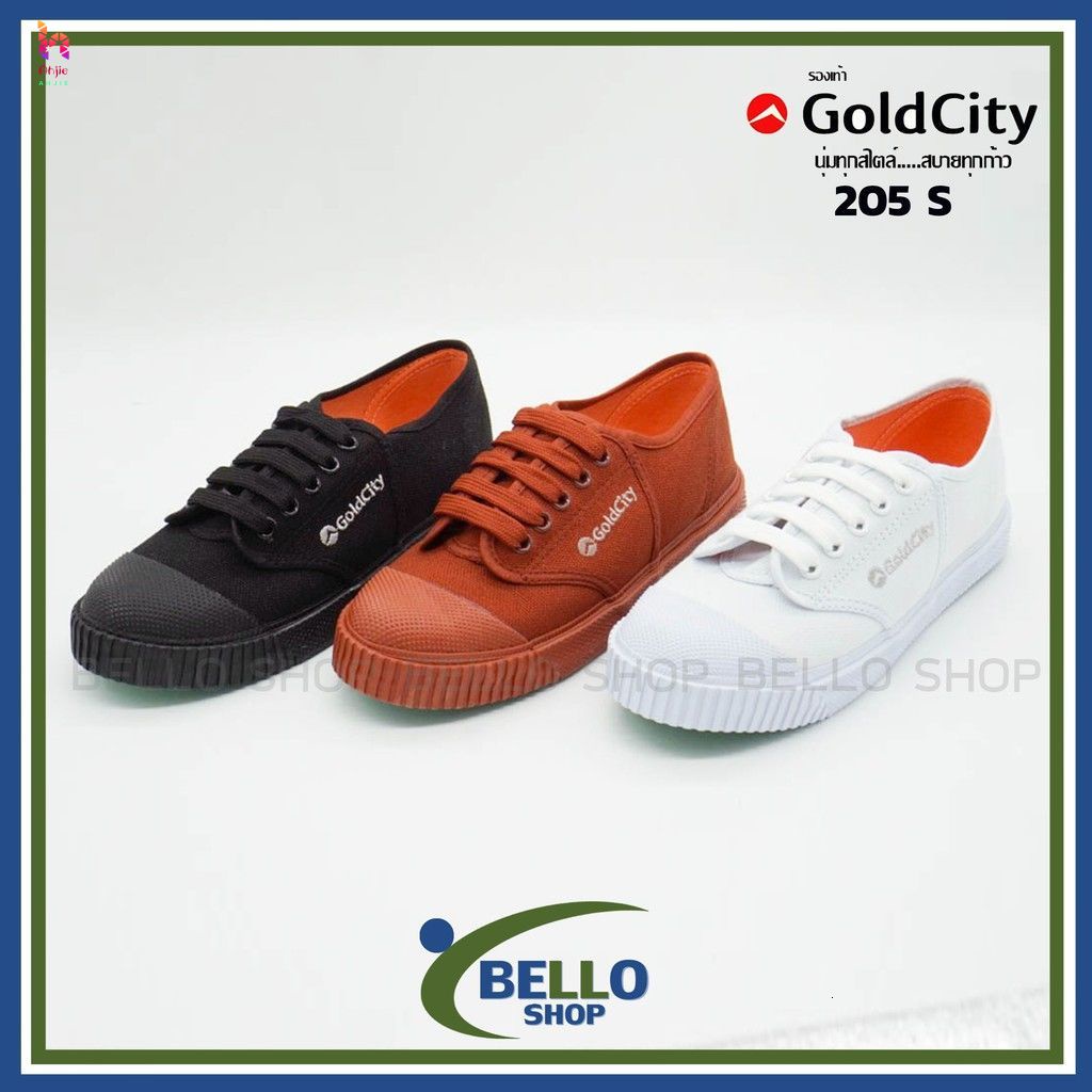 Gold City 205S รองเท้า โกลซิตี้ รองเท้านักเรียน รองเท้าผ้าใบนักเรียน พื้นยางดิบ รองเท้าGoldCity ...