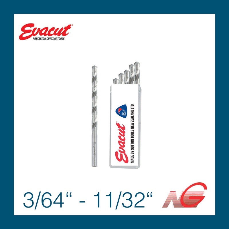 EVACUT เอวาคัท ดอกสว่านเจาะเหล็กไฮสปีด EVACUT ระบบนิ้ว(หุน) 3/64" - 11/32" ราคาต่อ 1 ดอก price ...