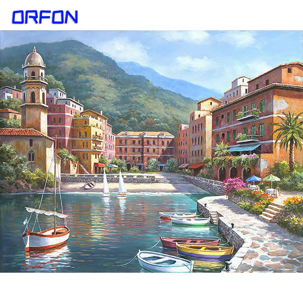 【ORFON】ภาพวาดสีน้ํามันบนผ้าใบ ตามตัวเลข รูปคลองเวนิส ขนาด 40x50 ซม. พร้อมกรอบ สําหรับตกแต่งบ้าน ...