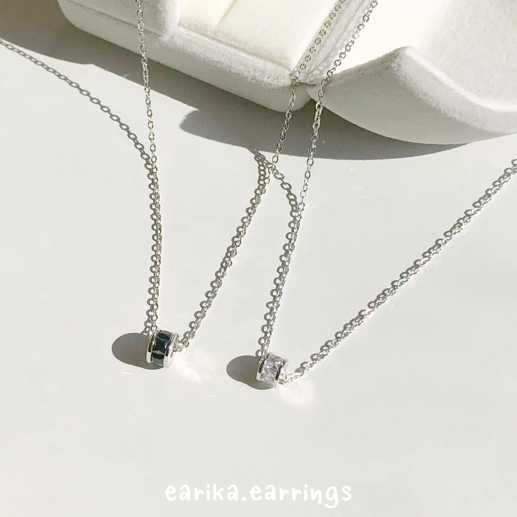earika.earrings - mini gem wheel necklace สร้อยคอจี้วงล้อเพชรเงินแท้ S92.5 ปรับขนาดได้ (มีให้ ...