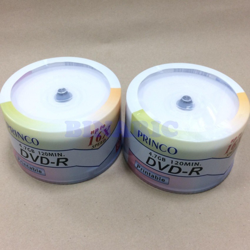 Princo แผ่นดีวีดีหน้าขาว DVD-R PRINCO PRINTABLE 16X PACK 50 ( 2Pack 100 ...