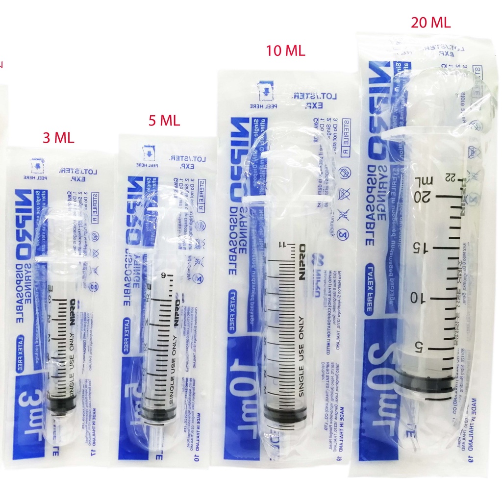 ไซริ้ง SYRINGE ขนาด 1ML 3ML 5ML 10ML 20 ML NIPRO 20ML TERUMO กระบอกยา กระบอกดูดยา กระบอกฉีดยา ...