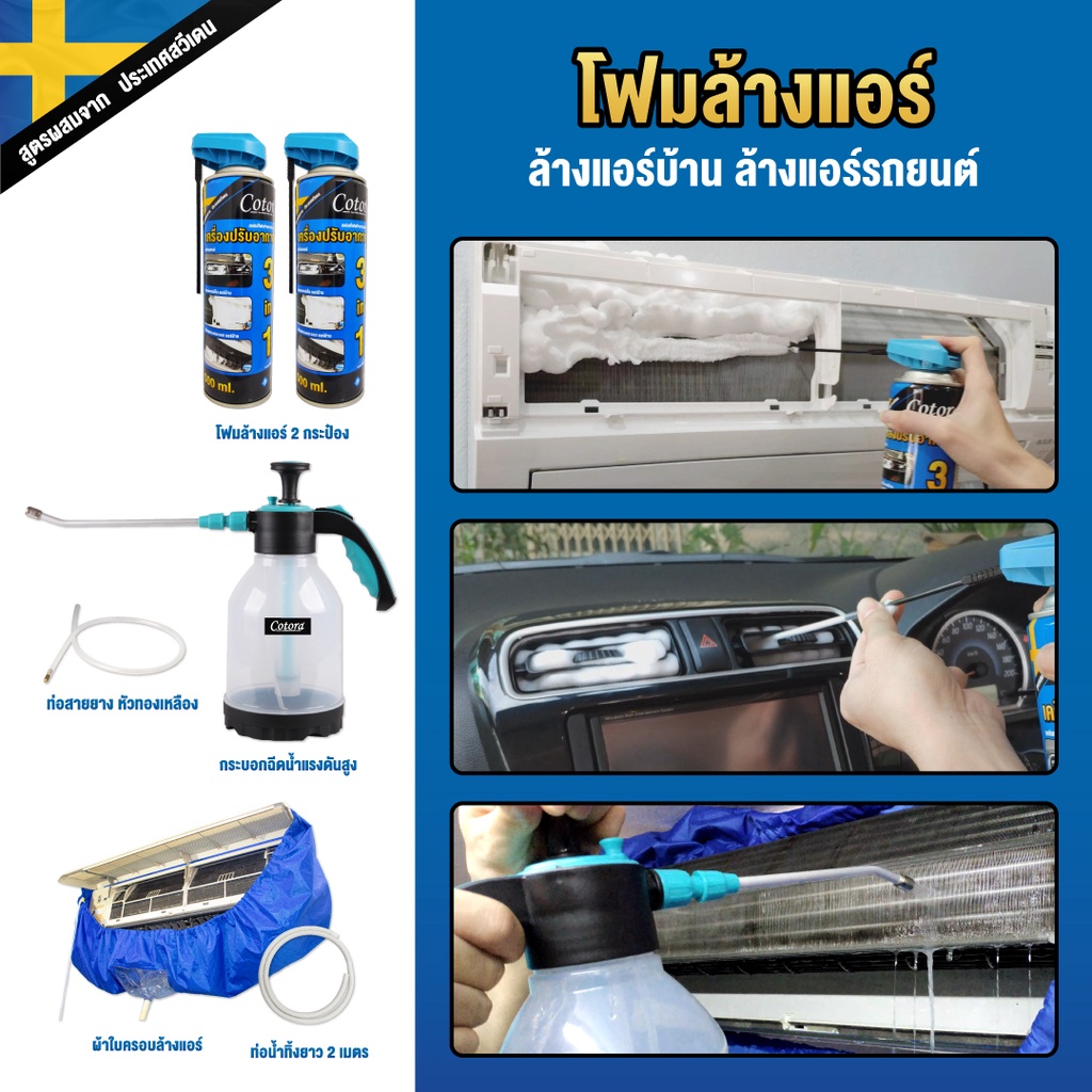 !! โคตรคุ้ม !! ซื้อ1ได้ถึง6 โฟมล้างแอร์ Cotora 3in1 ล้างแอร์รถยนต์ / แอร์บ้าน ล้างแผงคอยล์เย็น ...