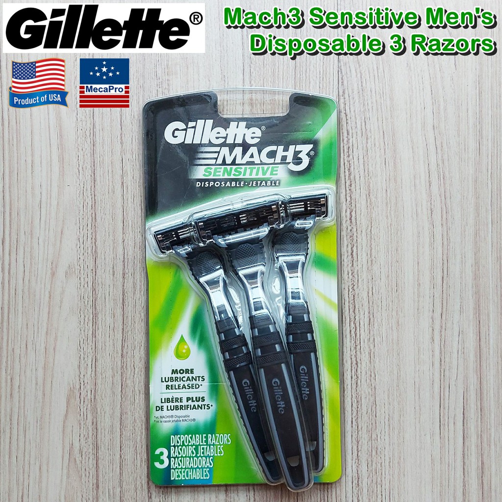 Gillette® Mach3 Sensitive Men's Disposable 3 Razors ยิลเลตต์ มัคทรี มีด ...