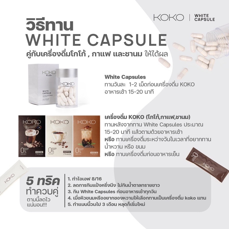 [KOKO] Green (เม็ดเขียว) / WHITE Capsule (เม็ดขาว) ตัวช่วยลดน้ำหนัก สาร ...
