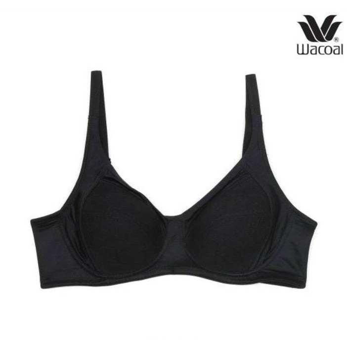 เสื้อใน Wacoal Basic Bra สีดำ (BL) ไม่มีโครง Wireless Bra เต็มคัพ เก็บทรง 2 ตะขอ ฟองบาง วาโก้ บ ...