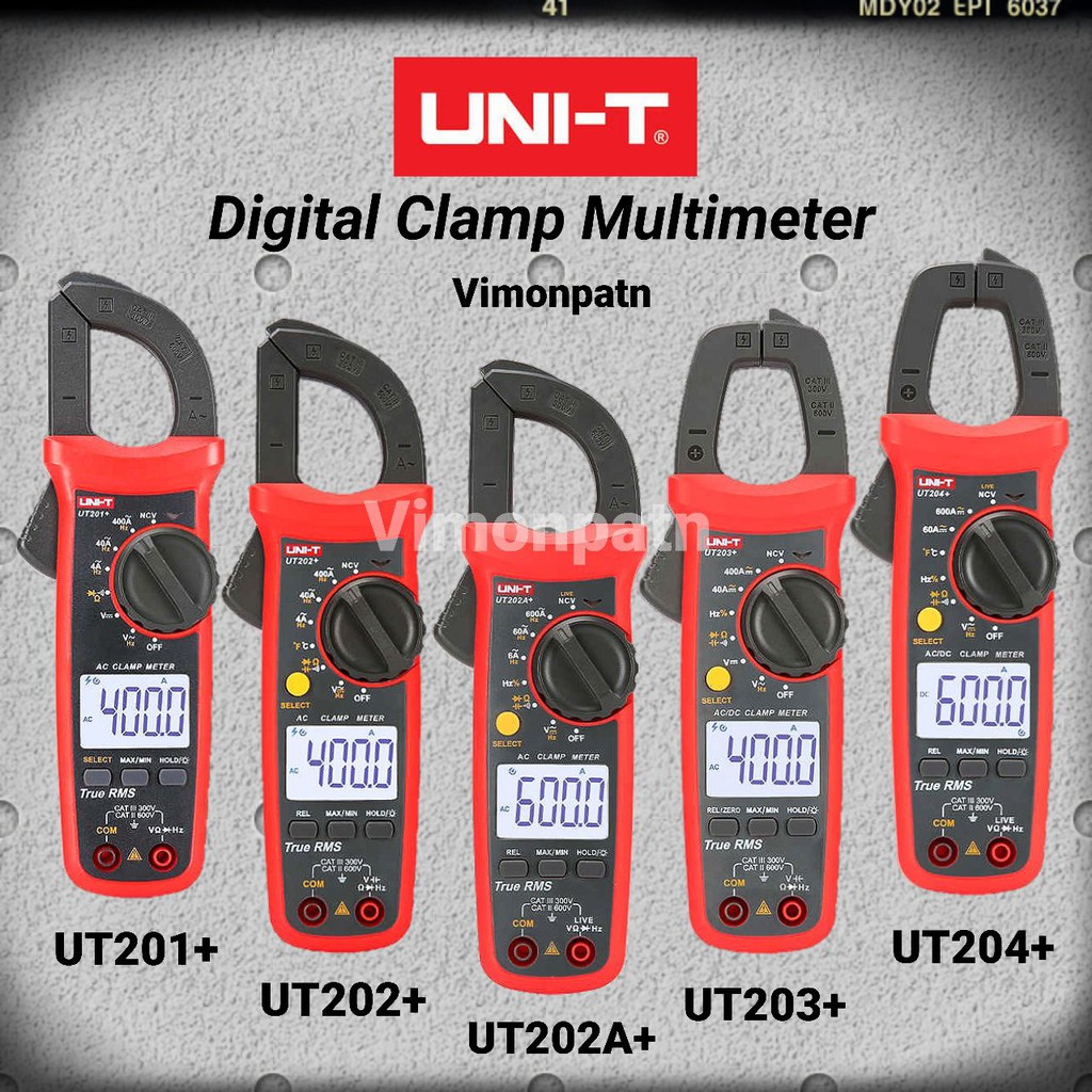 Clamp Meter UNI-T UT201+ UT202+ UT202A+ UT203+ UT204+ Digital Clamp Meter True RMS ตลิปแอมป์ NCV ...