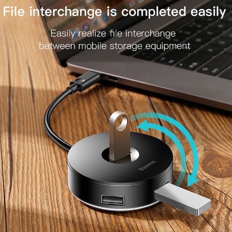 Baseus 4 in 1 อะแดปเตอร์ Smart Converter Round Box Hub Adapter Type-C ...