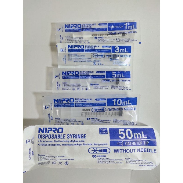 (10ชิ้น)ไซริงค์ syringe nipro 1ml 3ml 5ml 10ml 20ml และ 50ml | Shopee Thailand