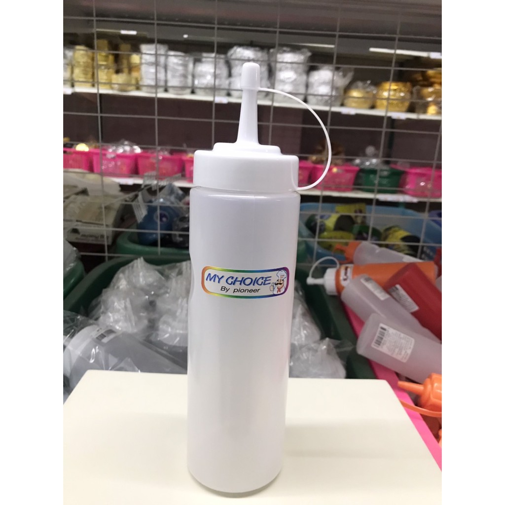 ขวดซอสสีใส ขวดซอสบีบมือสูง 1 รู ฝาปิด สีขาว PINONEER (PNB) ขนาด 500ml. / 700ml. / 900ml. / 950ml ...