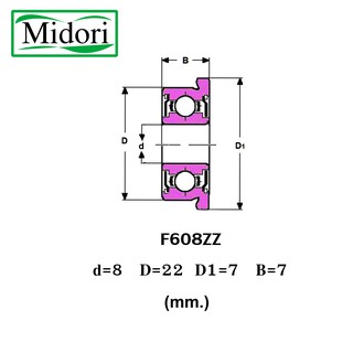 F608ZZ ตลับลูกปืนหน้าแปลน ฝาเหล็ก 2 ข้าง ขนาดรูใน 8 มิลลิเมตร ...