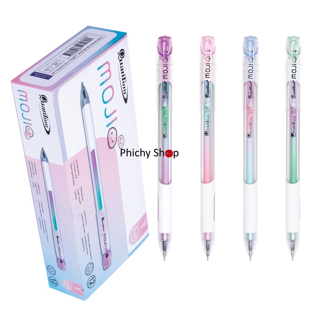 🌸ปากกา Quantum Moji (ควอนตั้ม รุ่น โมจิ) หมึกน้ำเงิน ขนาด 0.29 มม. บรรจุ 12 ด้าม/กล่อง | Shopee ...