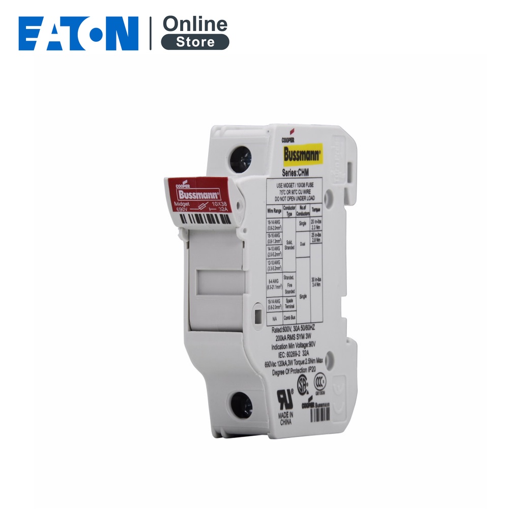 EATON CHM1DU Bussmann series CHM modular fuse holder, Modular fuse holder ฐานฟิวส์ทรงกระบอก, 1P ...