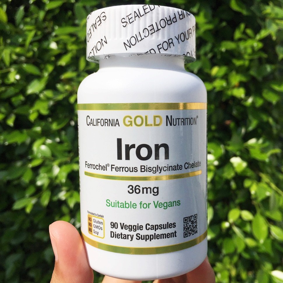 Ferrochel Iron (Bisglycinate) 36 mg 90 Veg. Capsules (California Gold ...