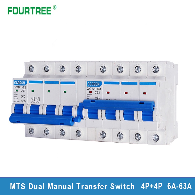 1PCS 4P+4P Manual Transfer Switch MTS Dual Power Mini Interlock Circuit Breaker 400V AC 6A-63A ...