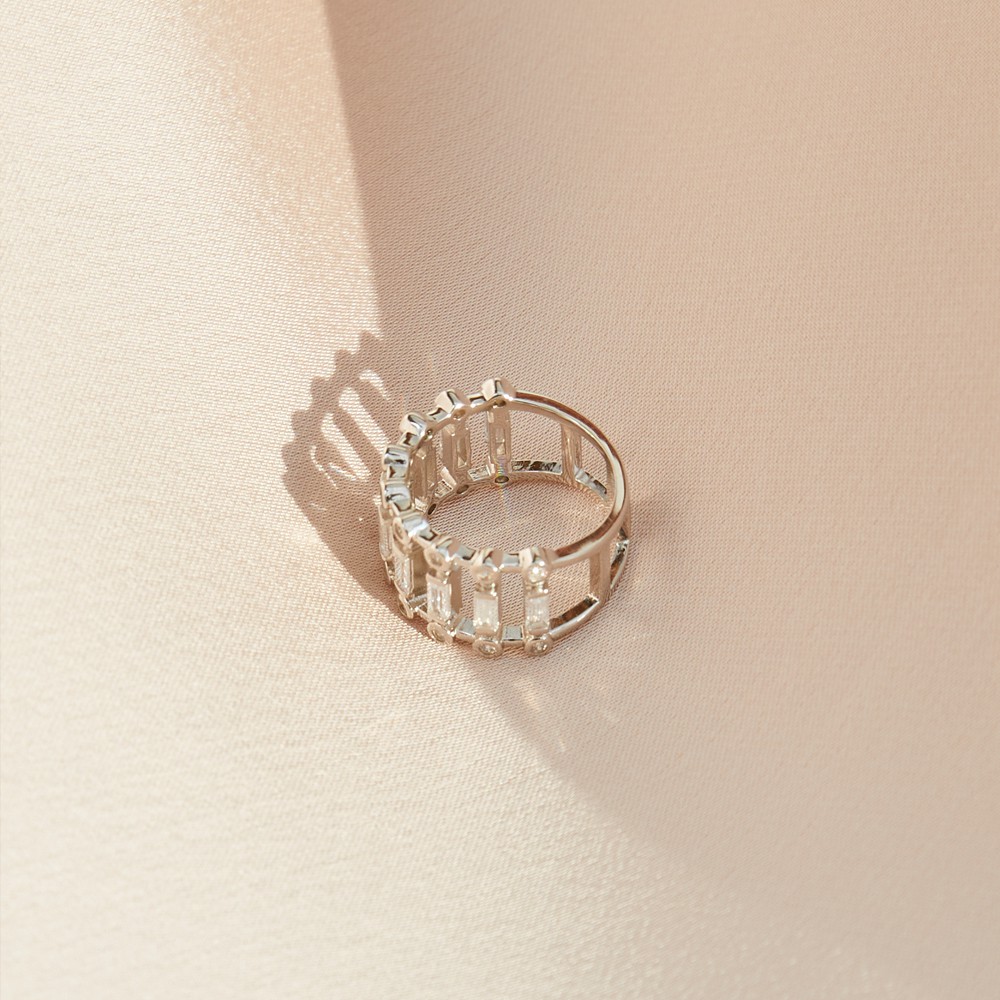 SWAN - Baguette Dot Ring แหวนเงินแท้ ฝังเพชรคิวบิกเซอร์โคเนีย cubic zirconia | Shopee Thailand