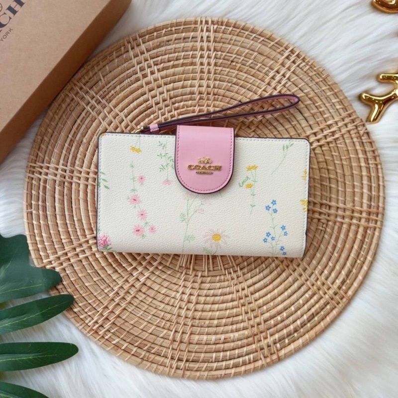 COACH TECH PHONE WALLET WITH SPACED WILDFLOWER (COACH C3371) | Shopee ...
