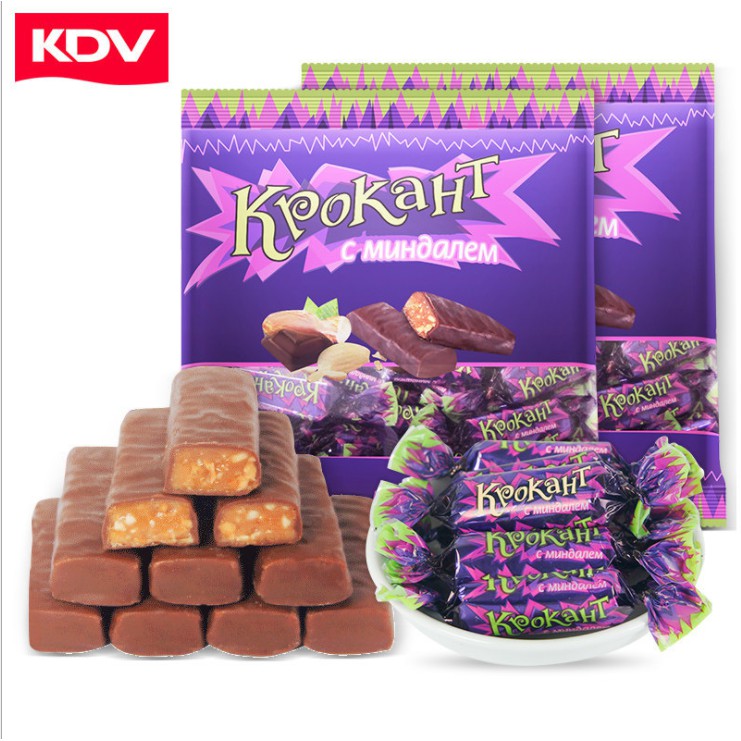 E21 ช็อคโกแลตสอดไส้ถั่ว (KDV) ช็อคโกแลตรัสเซีย KPOKAHT russian chocolate ขนม แคนดี้ ถูกสุด พร้อม ...