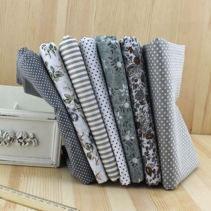 สีเทาสีธรรมดาผ้าฝ้ายแท้ Patchwork ผ้า bundle group DIY handwork ...